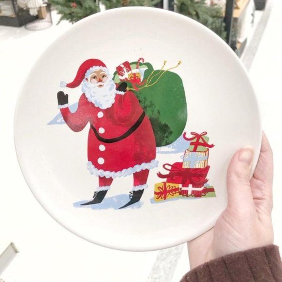 Threshold | Holiday | Threshold 75 Santa Stoneware Appetizer Plate Red ...